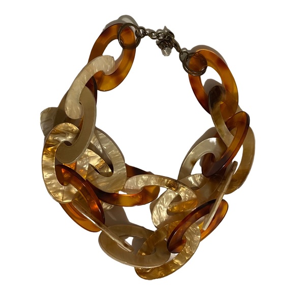 Jewelry | Amber Acrylic Chain Statement Necklace Vintage | Poshmark